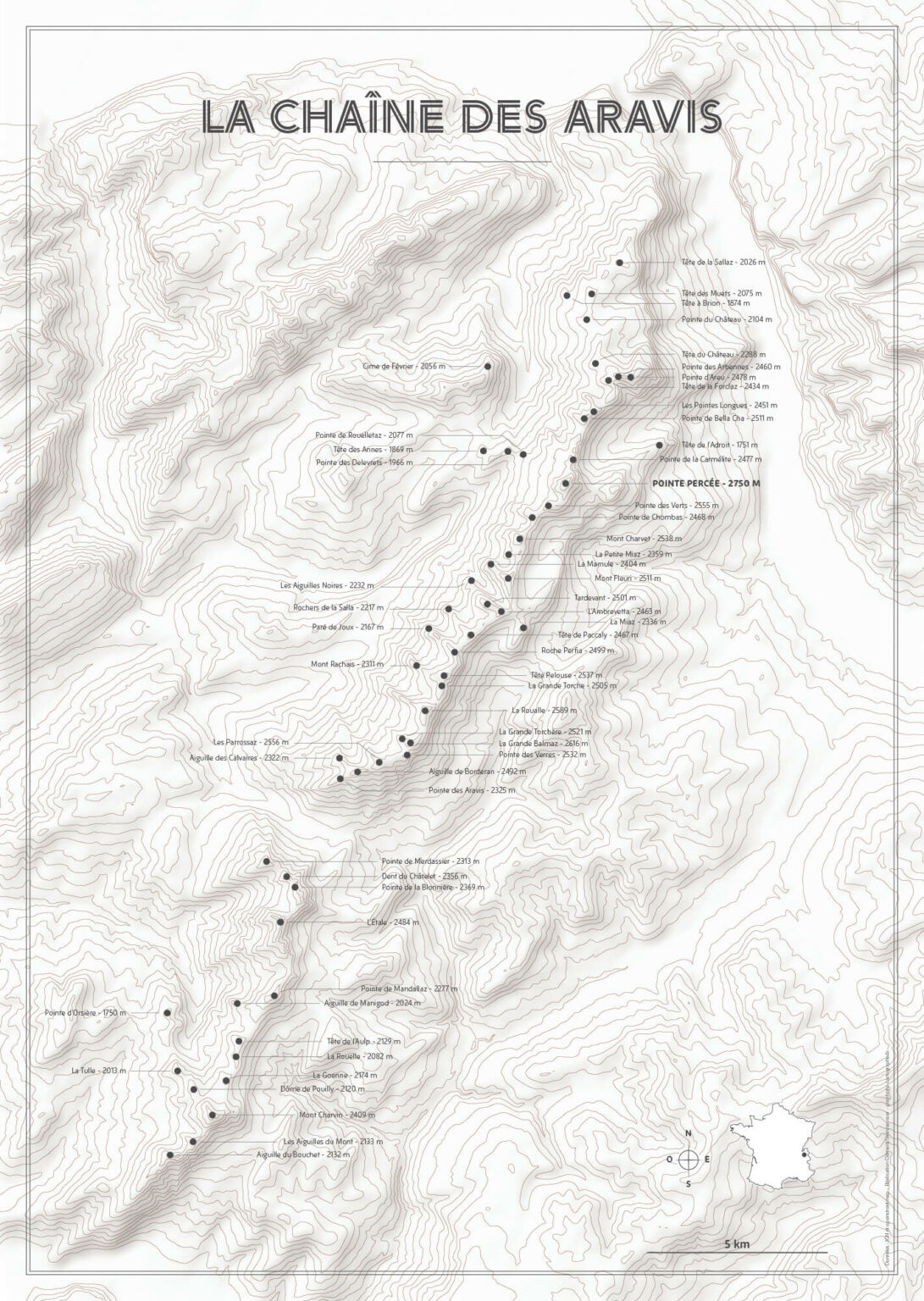 Carte de la chaîne des Aravis - Maps Factory