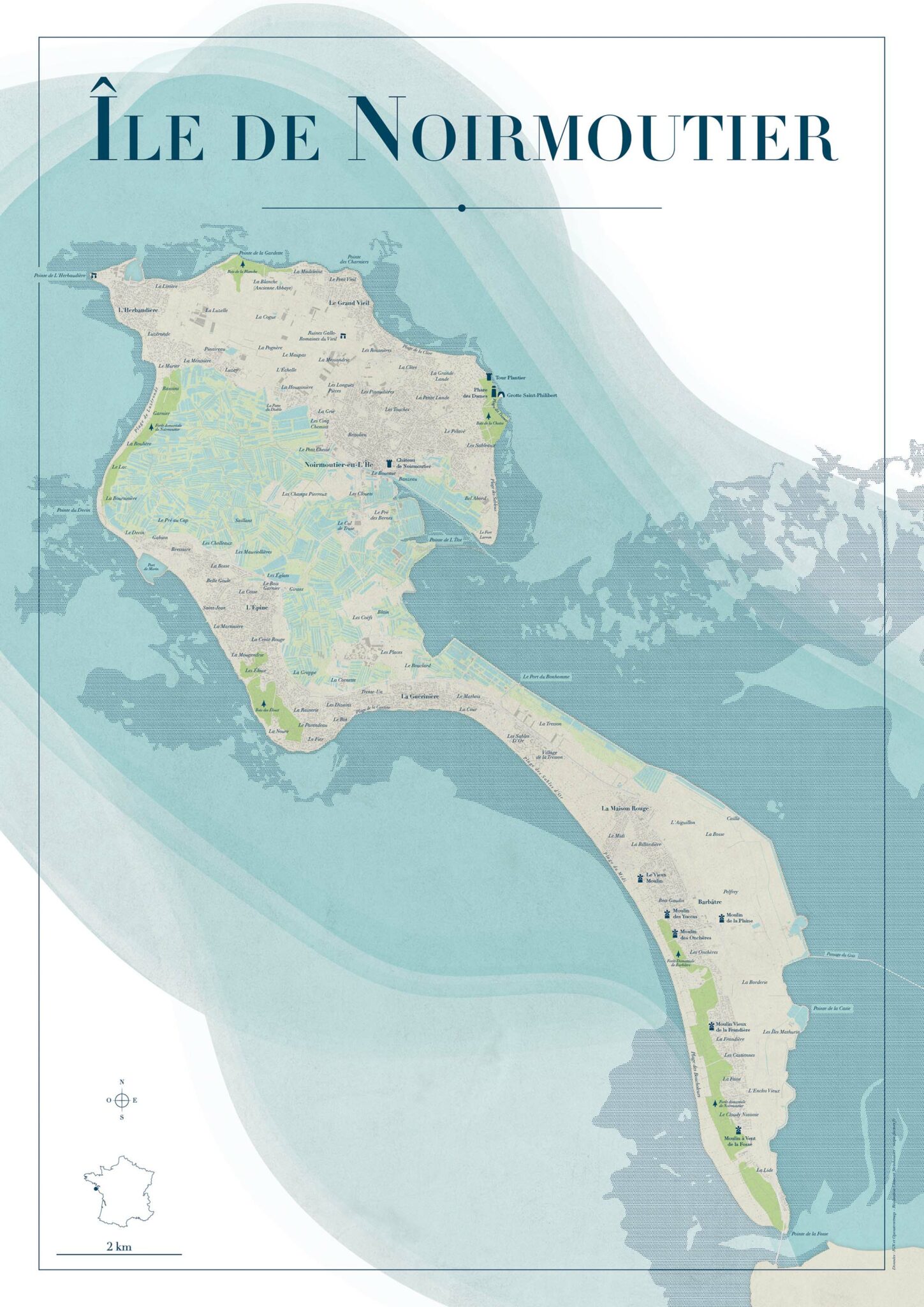 Carte de l'Île d'Ouessant - Maps Factory